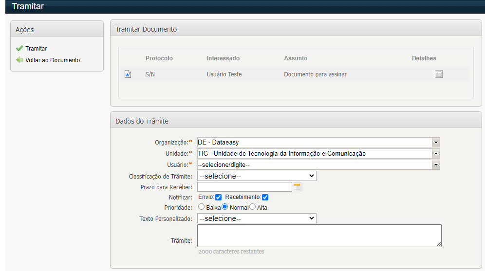 Como tramitar um documento? – Central de Ajuda Dataeasy